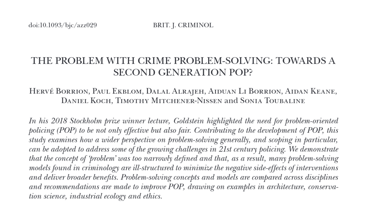 The Problem with Crime Problem-Solving: Towards a Second Generation Pop ...