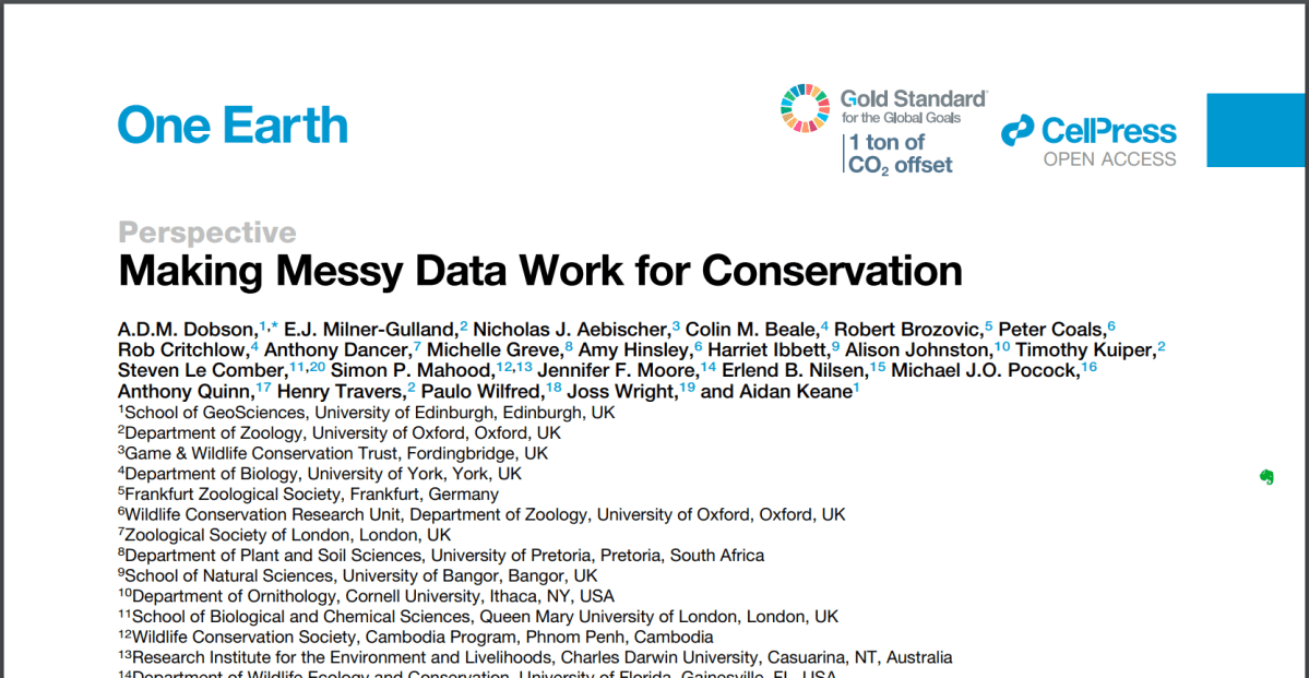 Making Messy Data Work for Conservation – CONSERVATION SCIENCE